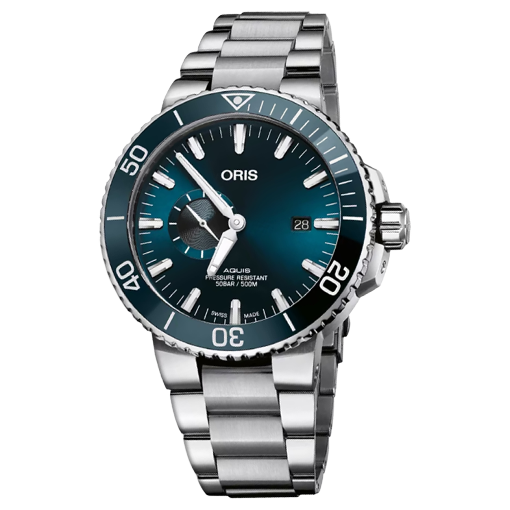 Oris Aquis Small Second, Date 45,5 blå - Erikson Urhandel