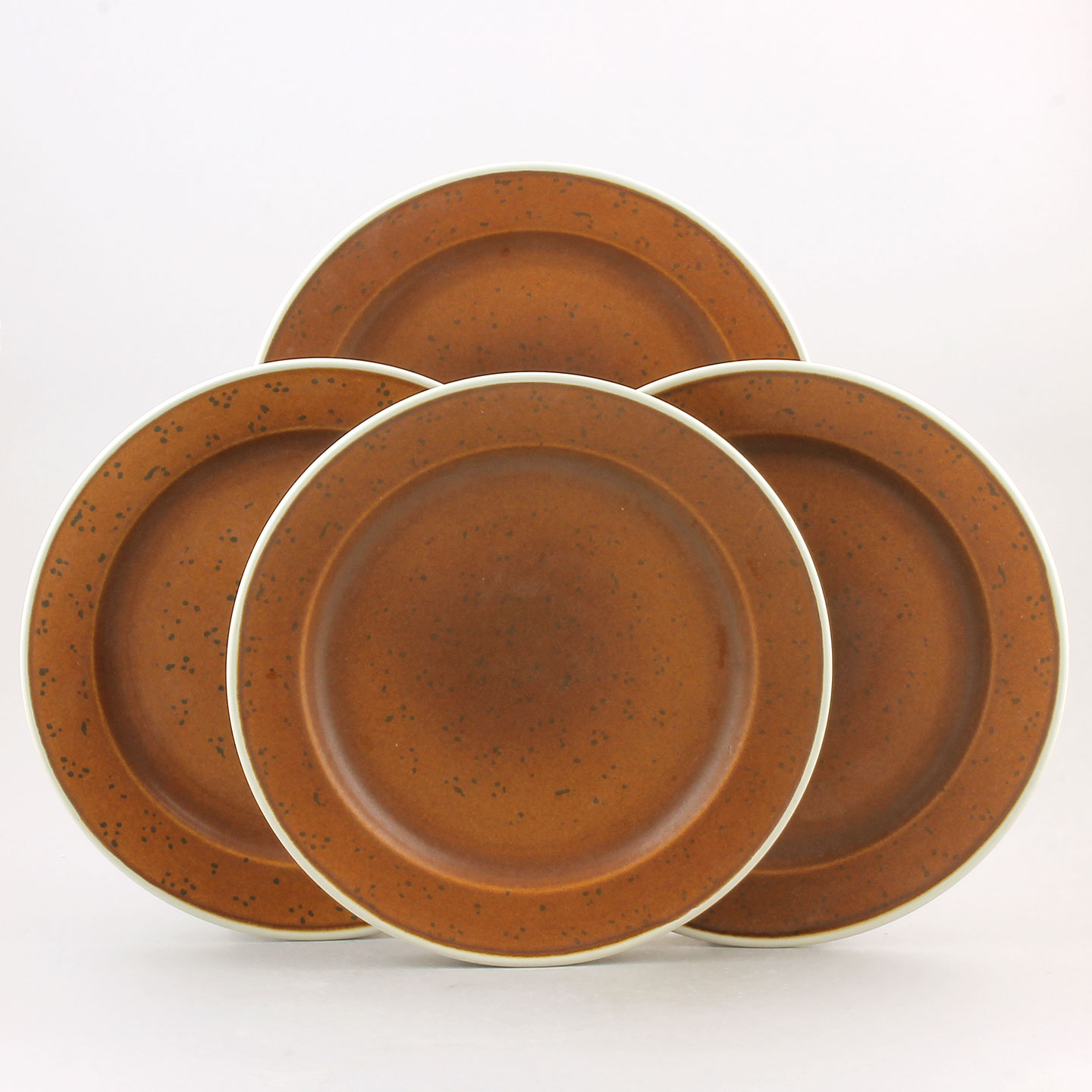 Stig Lindberg (Coq 1966) Four Brown Sturdy Plates 24 cm