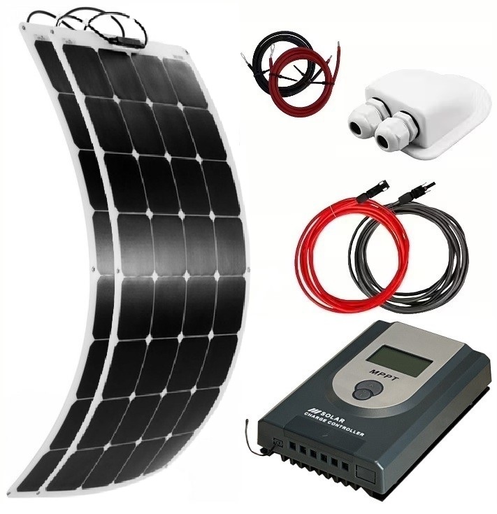 Solpanelspaket 300W med 2 st. 150W flexibel solpanel och 30A MPPT ...