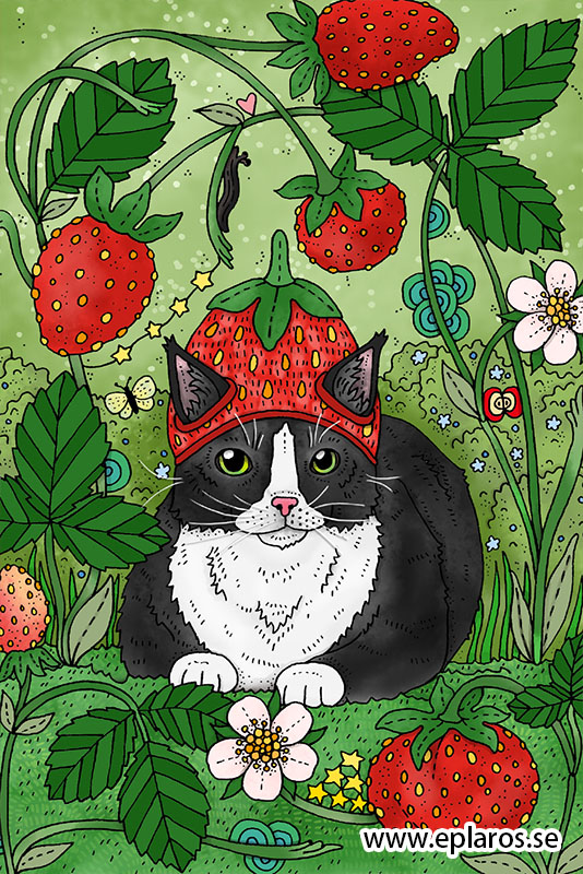 Vykort 10x15 cm Katt i hatt - eplaros