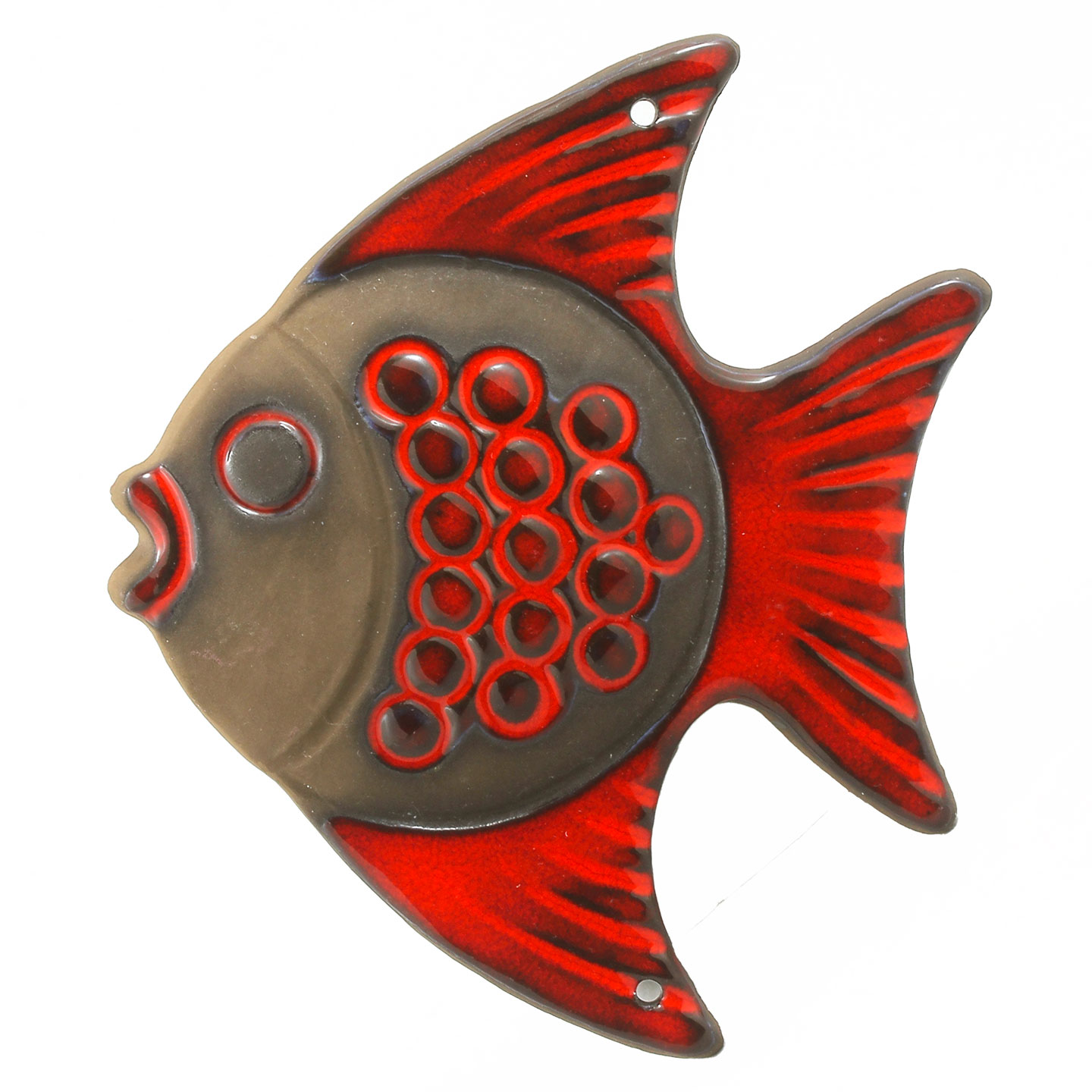 Berth Norrman (1960s) Red Fish Wall Plaque 17 cm