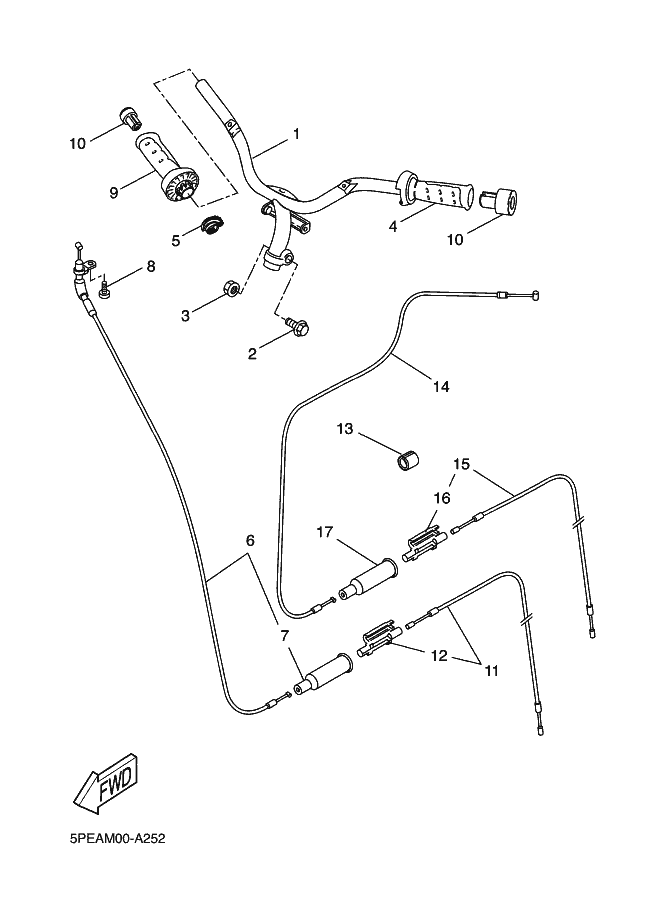Yamaha Aerox Orginal Choke wire övre 5BR-F6331-00 - Soders