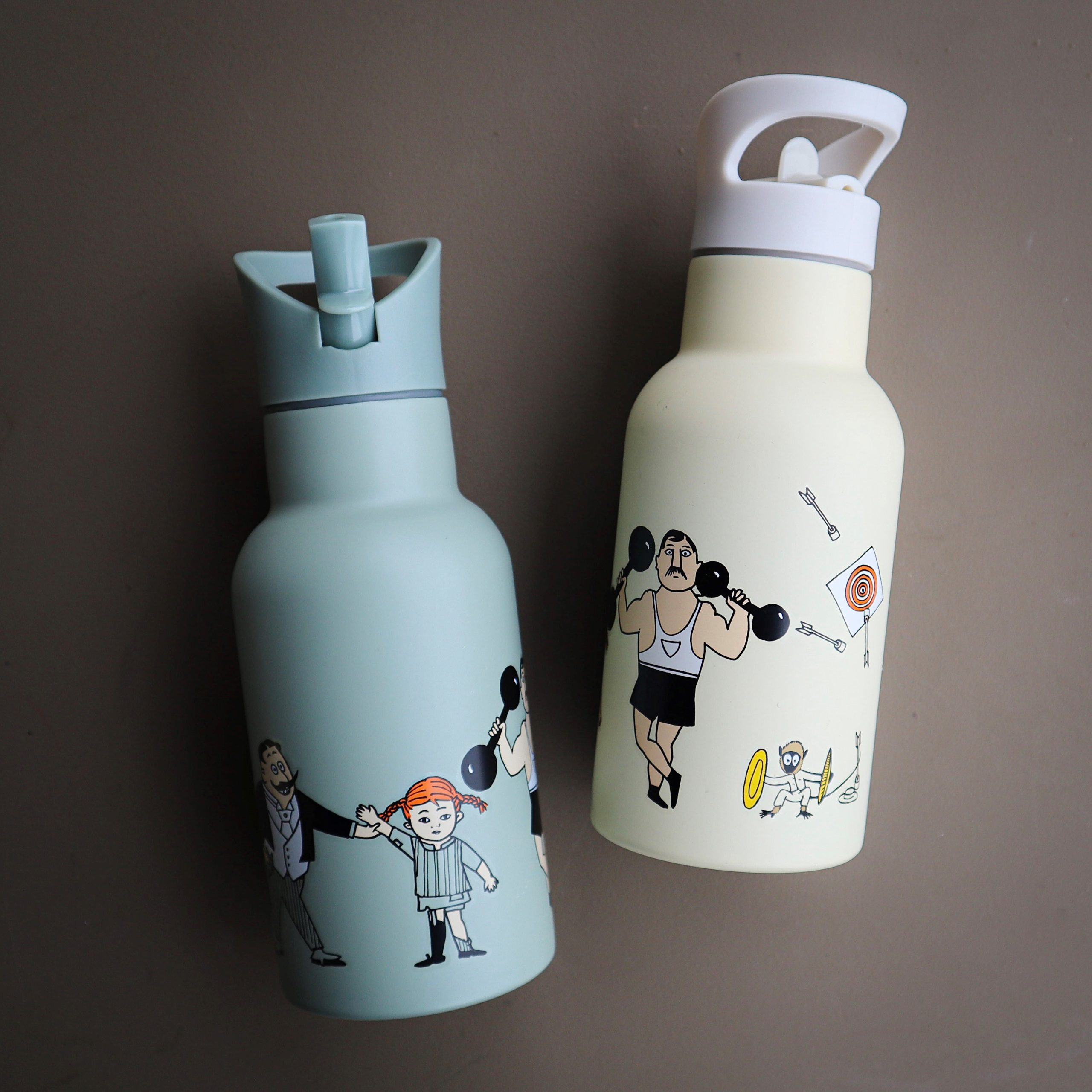 Pippi Långstrump vattenflaska för barn med sugrör