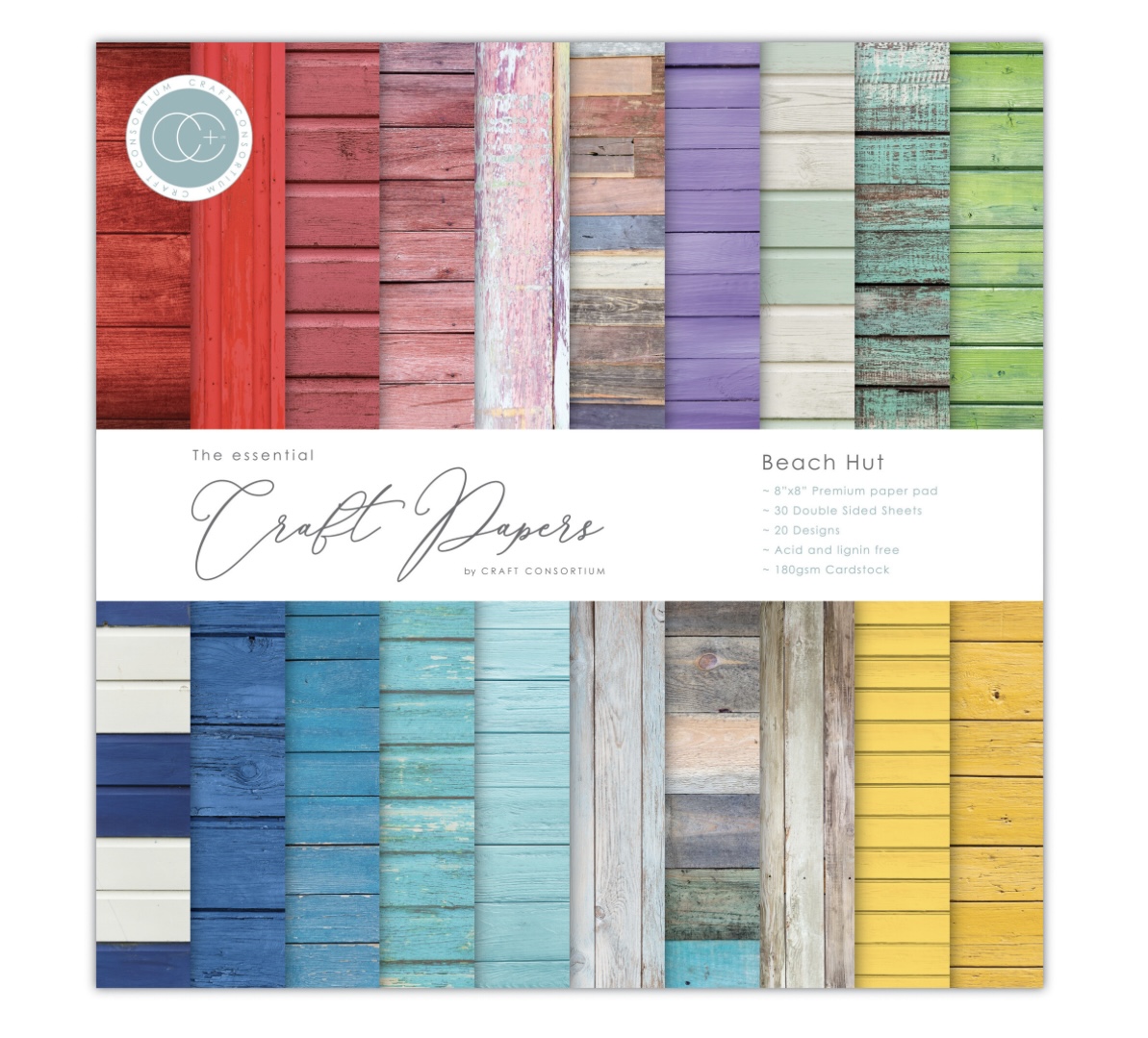 Craft Consortium Essential Craft Papers - 8x8 inch Paper pad Beach Hut ...
