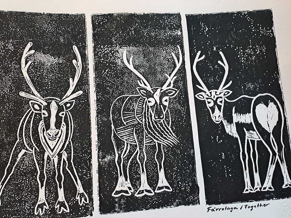 Originaltryck Renar, Samisk konst Elina Nygård hos ELD by Jokkmokk ...