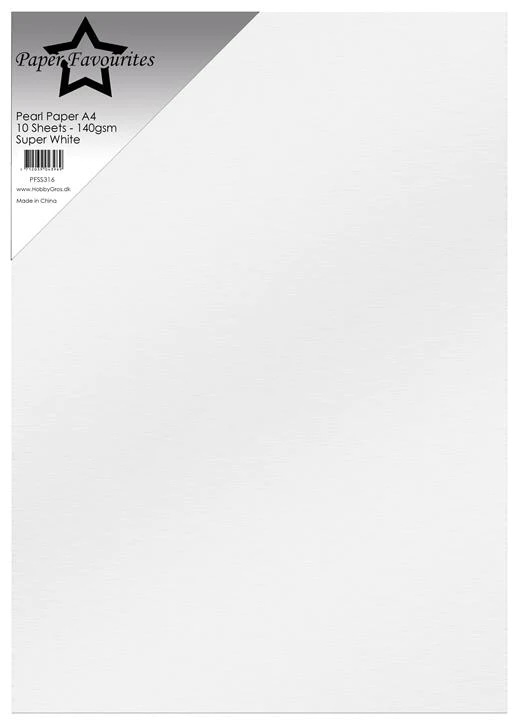 Paper Favourites 10-pack 140 g Pearl Paper "Super White" - Scrapkammaren