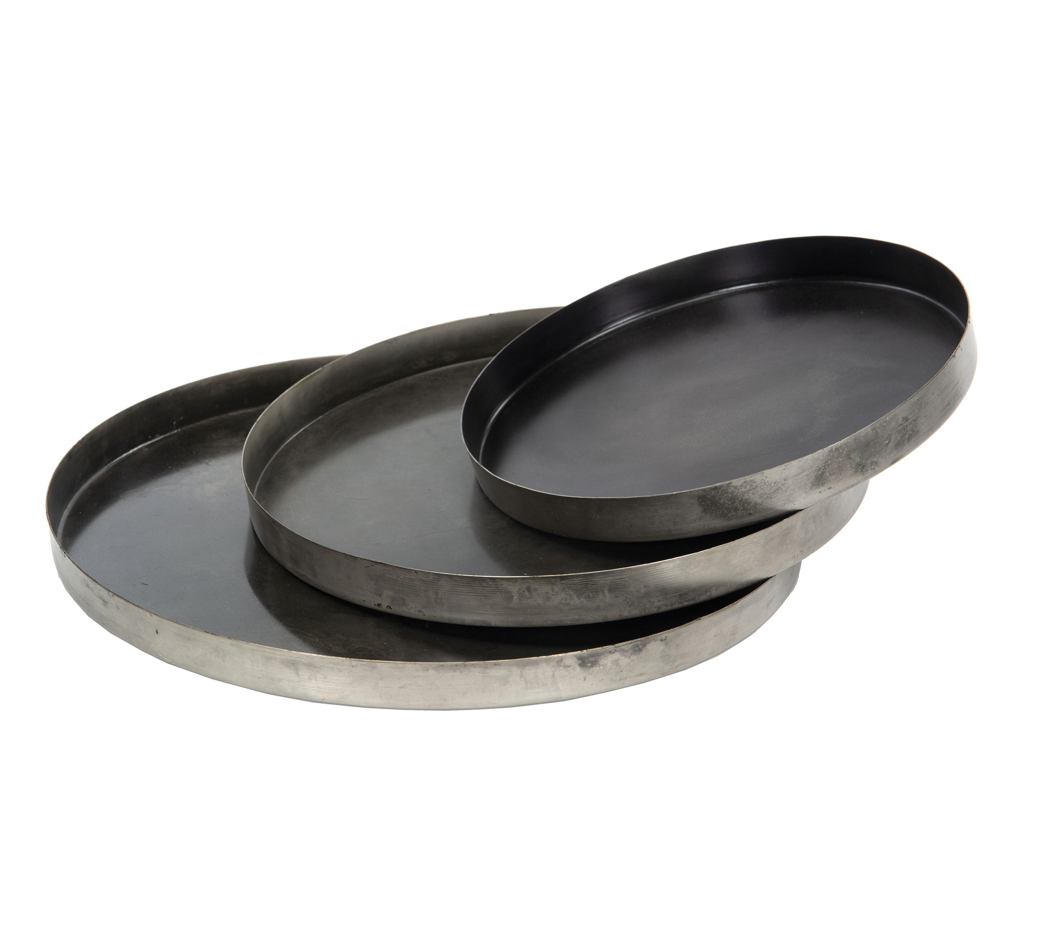 Rund bricka i metall 30 cm. Mellan antik silver - Blomsterdesign i ...