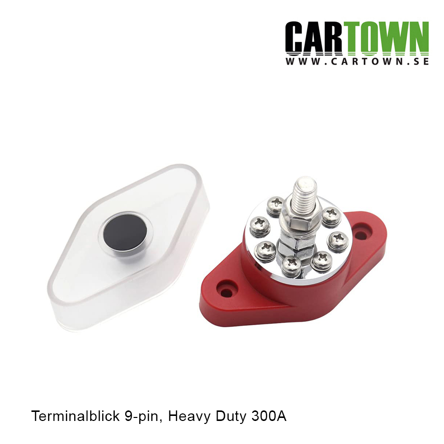Kopplingsplint Terminal Block 9-pin 300A, Röd - Cartown Sverige AB