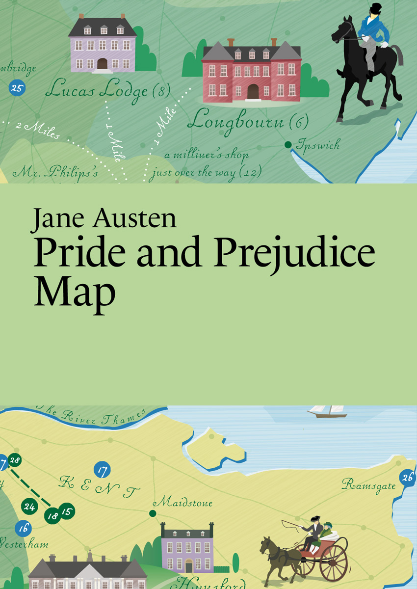 Literary Maps : Jane Austen Pride and Prejudice - Litterär karta för ...