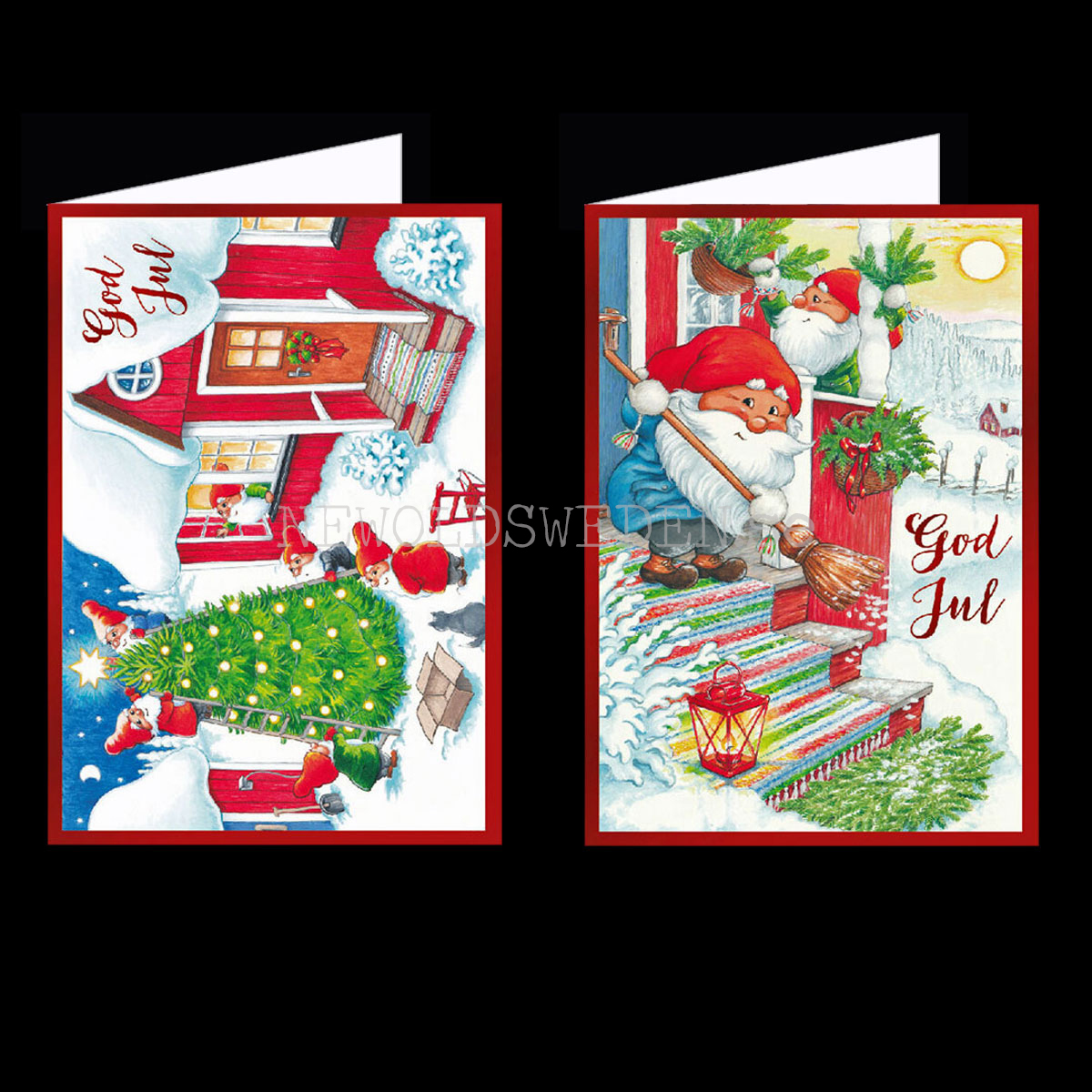 Julkort 4-pack 2 motiv Dubbelkort inkl. kuvert - Inger Wikström ...