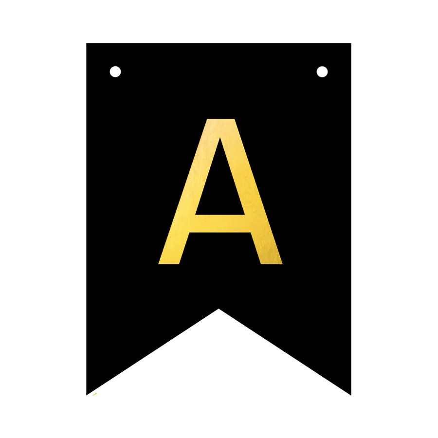 Flaggvimpel bokstav "A" - Svart - PartyDekor