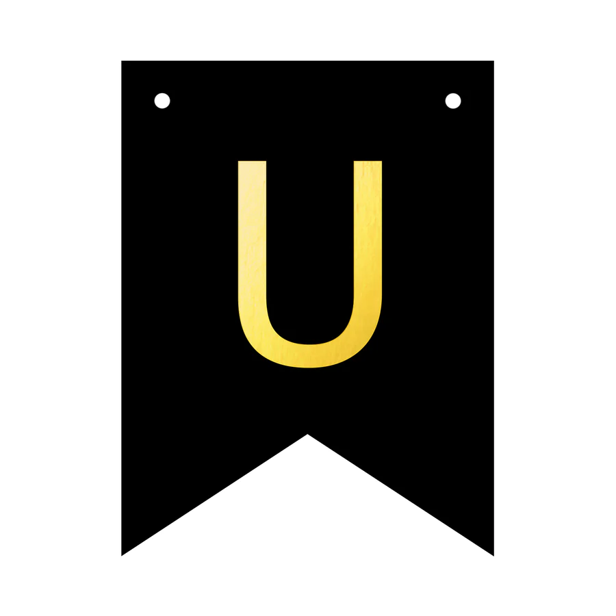 Flaggvimpel bokstav "U" - Svart - PartyDekor