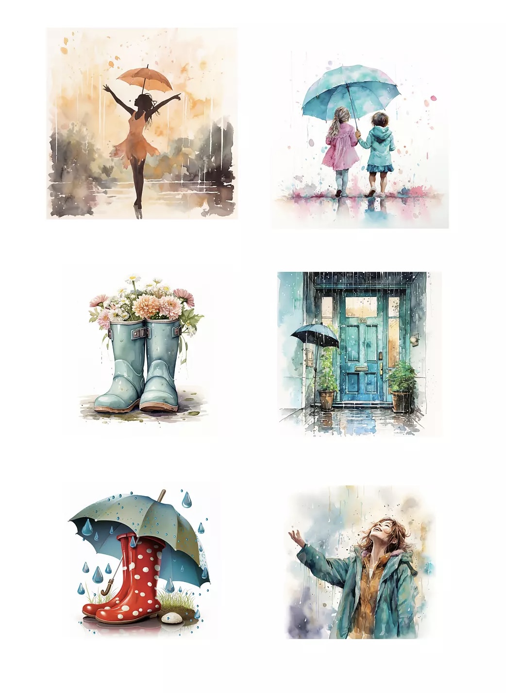 Reprint klippark A4 - Singing in the Rain - Scrapkammaren