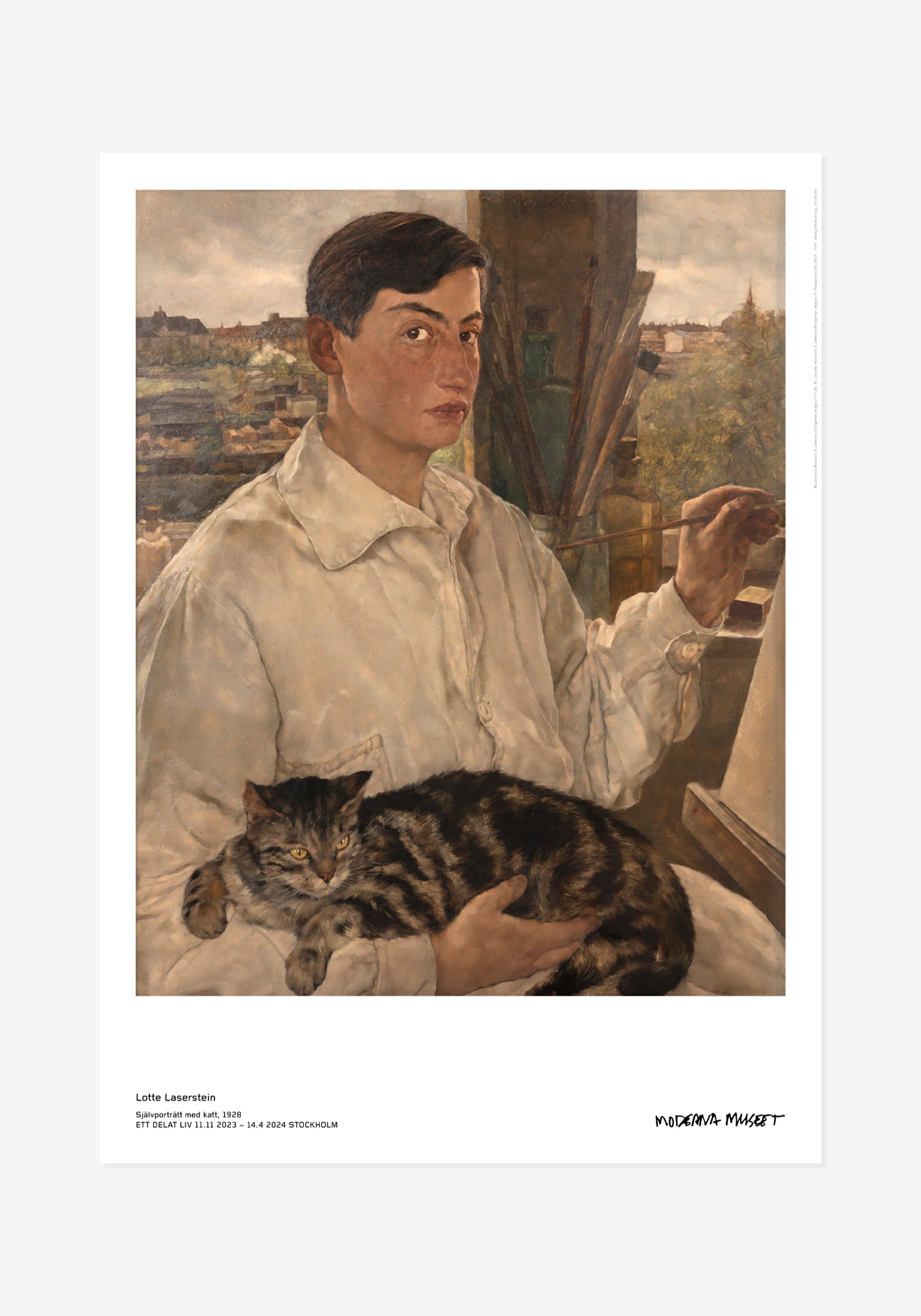 Poster, Lotte Laserstein, Self-portrait with cat - Moderna Museet's Shop