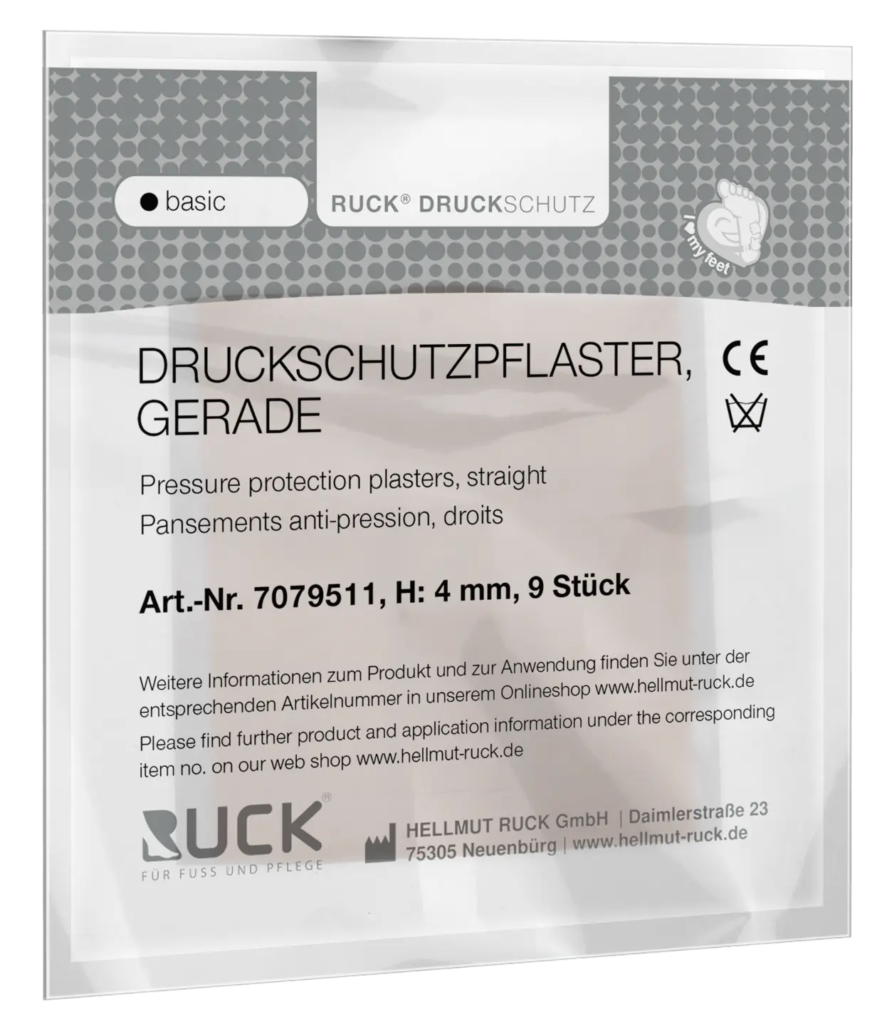 RUCK® AVLASTNING Basic Tryckskyddsplåster, rak 4 mm (9 st) - Hellmut ...