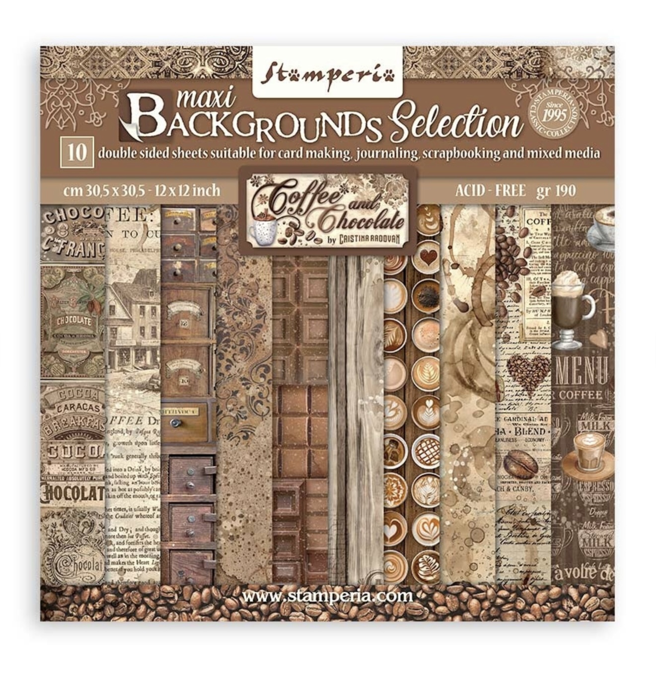 Stamperia Paper Pad 12X12 - Coffee and Chocolate Maxi Backgrounds ...