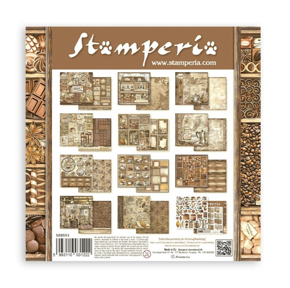Stamperia Paper Pad 8X8 - Coffee and Chocolate - Scrapkammaren