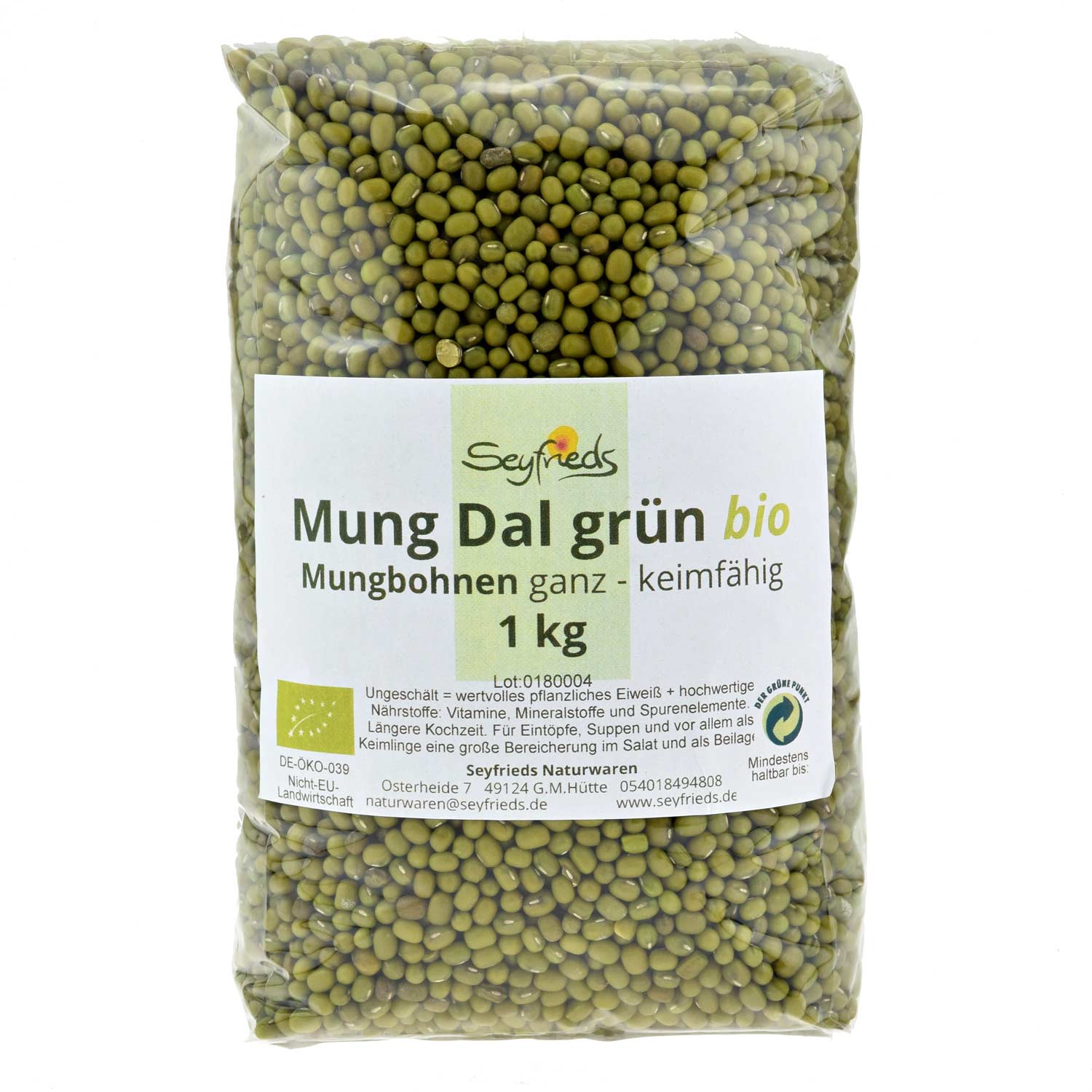 Moong Dal Sabut / Mung Bönor Hela Eko. 1kg, Seyfrieds - AyurvedaButiken