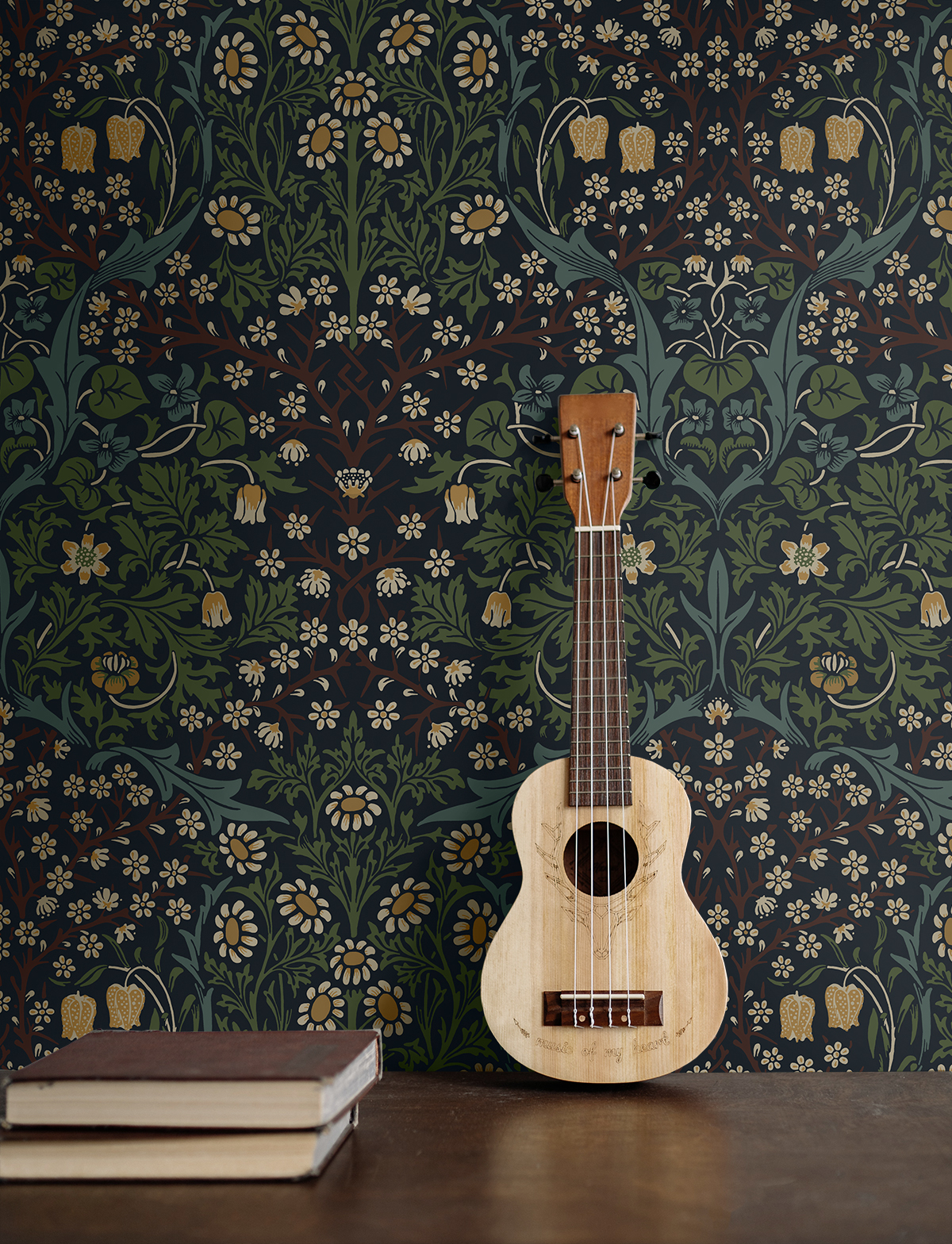 Victorian Garden (Midnight Blue & Evergreen) - Självhäftande Tapet ...