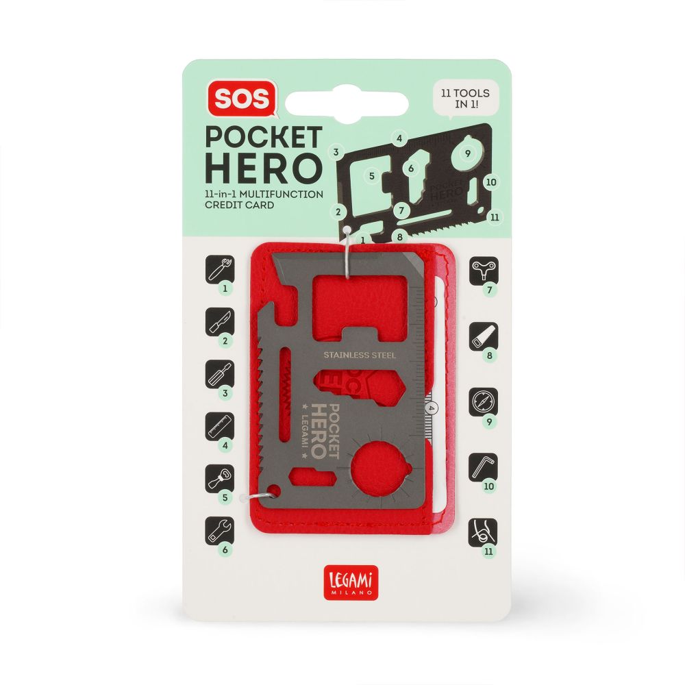 SOS Pocket Hero, Multitool card 11 in 1 - KIDEK