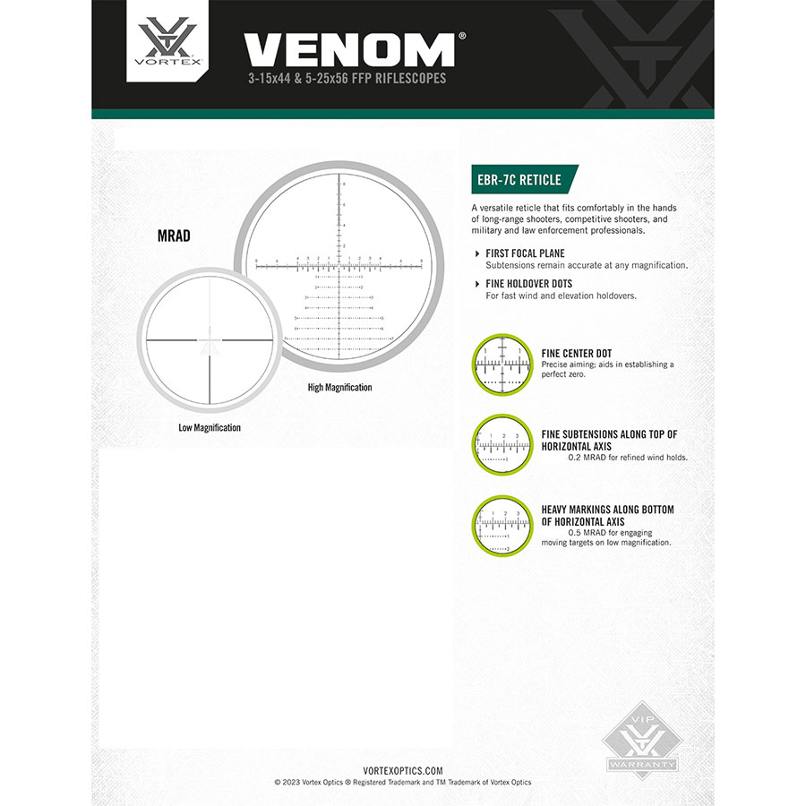 Vortex Venom 3-15x44 FFP EBR-7C MRAD - Bearplayshop.se