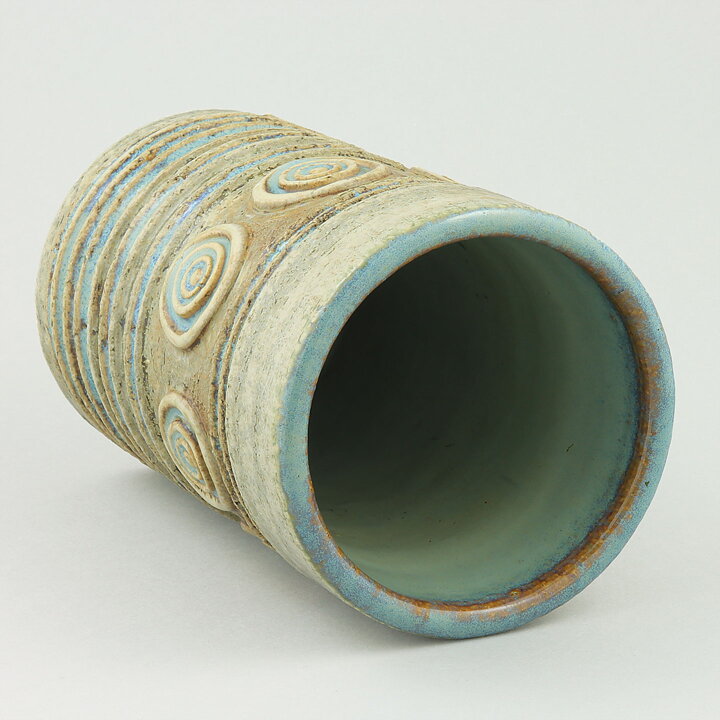 Britt-Louise Sundell (1960s) Unique Beige/Turquoise Vase 18 cm