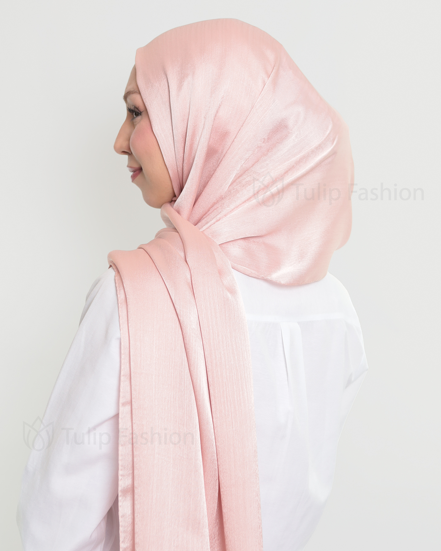 Hijab - Metallic Satin - Ljusrosa - Tulip Fashion