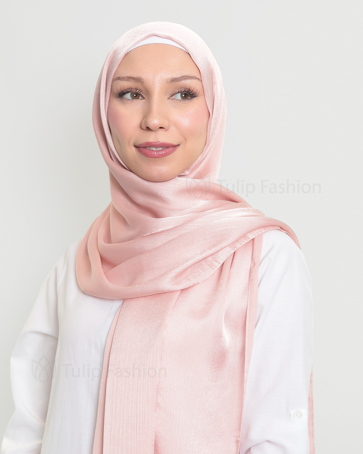 Hijab - Metallic Satin - Ljusrosa - Tulip Fashion