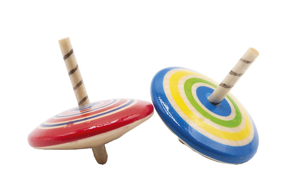 Träsnurra - en målad leksakssnurra för barn att leka med