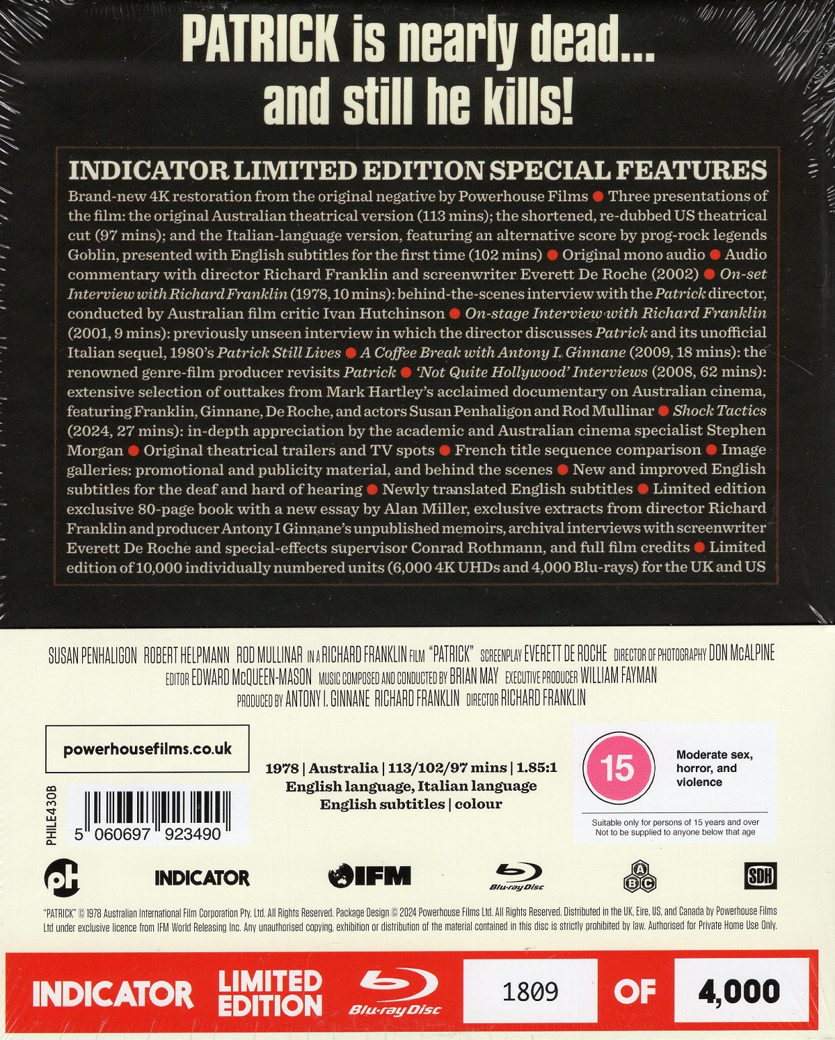 Patrick (Limited Edition) (ej svensk text) (Blu-ray) - Kvarnvideo.se