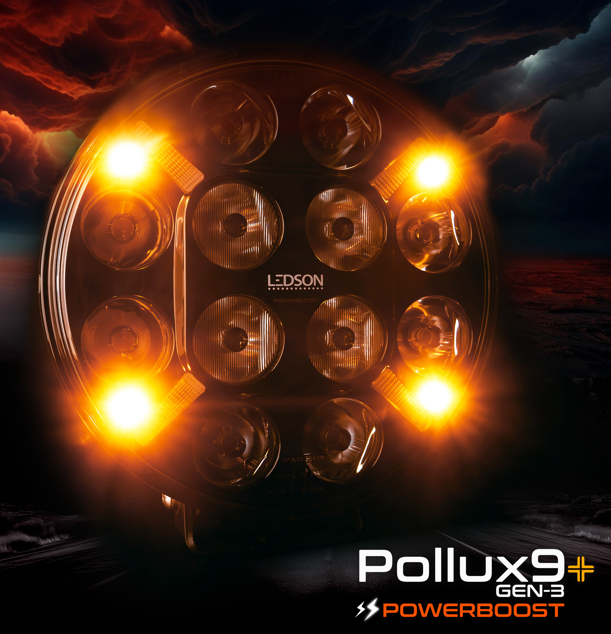 Pollux9+ Gen3 Powerboost LED Driving Light 120W | Strobe - Extraljuskungen.com