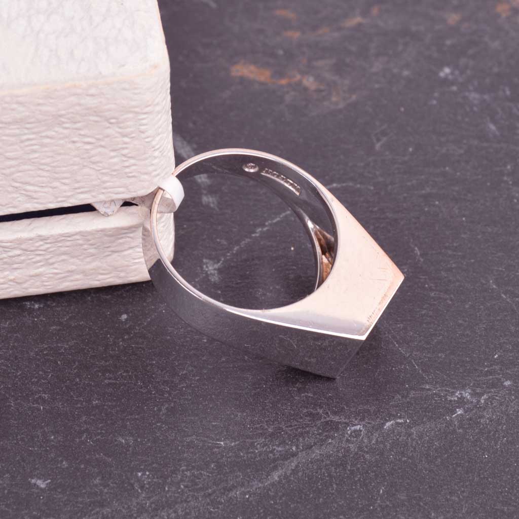 Klackring 18k vitguld, med diamant, Vintage - Bohlins Guld