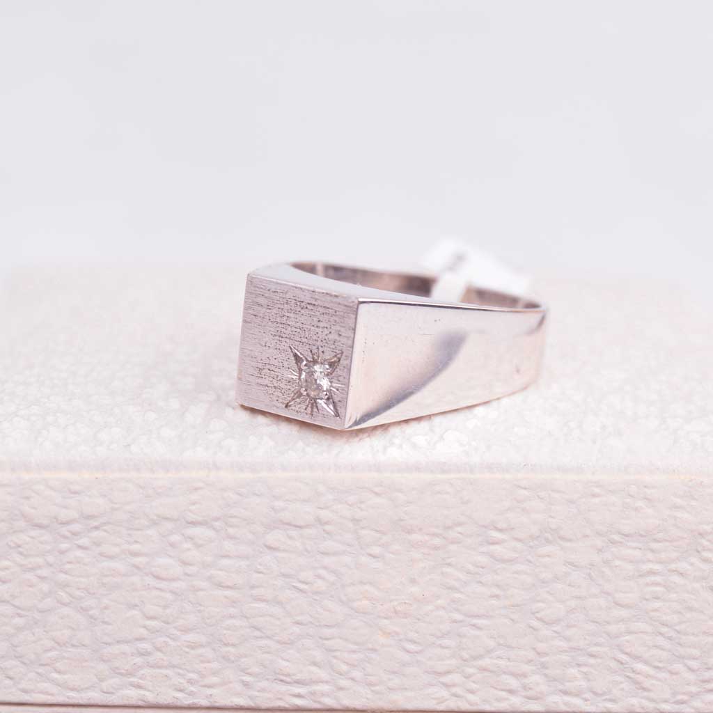 Klackring 18k vitguld, med diamant, Vintage - Bohlins Guld