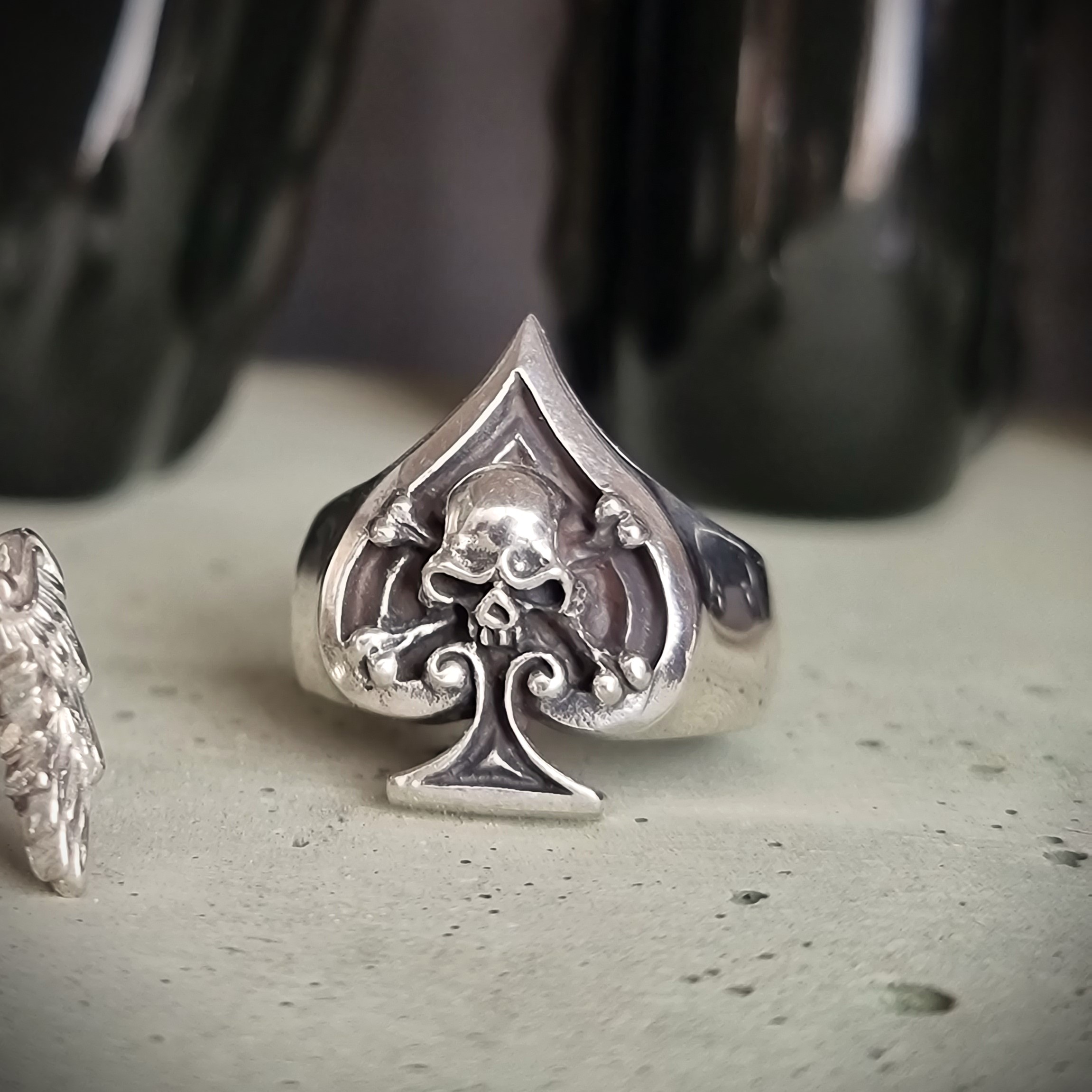 Ring 925 Silver - Skull of Spades - Rock'n'Boh Lifestyle