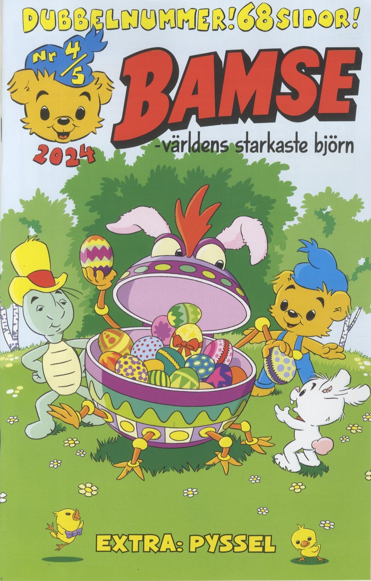 Bamse nr 4/5 2024, Dubbelnummer 68 sidor, Extra: Påskpyssel! - Seriekällaren