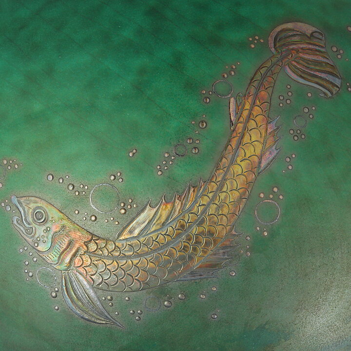 Wilhelm Kåge (Argenta 1946) Majestic Spherical Vase with Fish Decor 17 cm