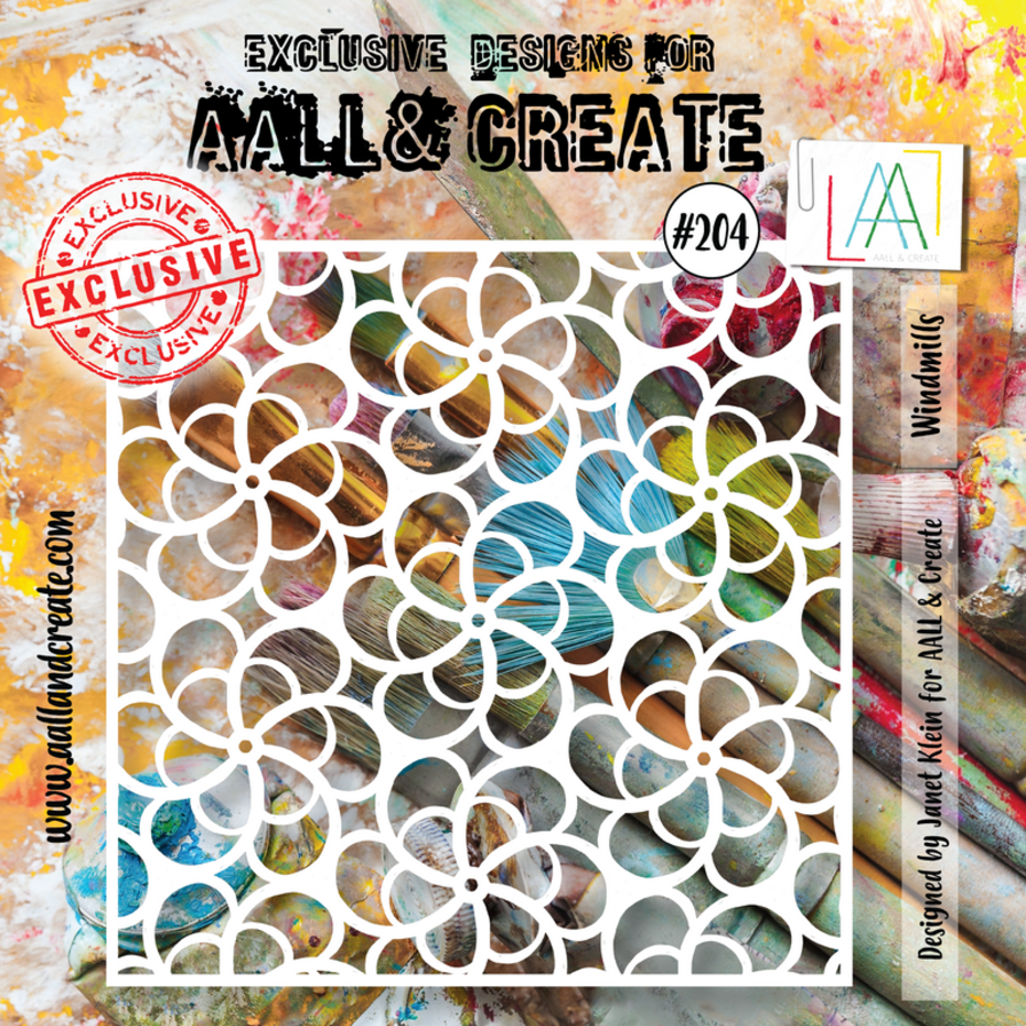 Aall and Create - Windmills #204 - Stencil 6x6 - Pyssloteket Aall and Create - Windmills #204 - Stencil 6x6 - Pyssloteket