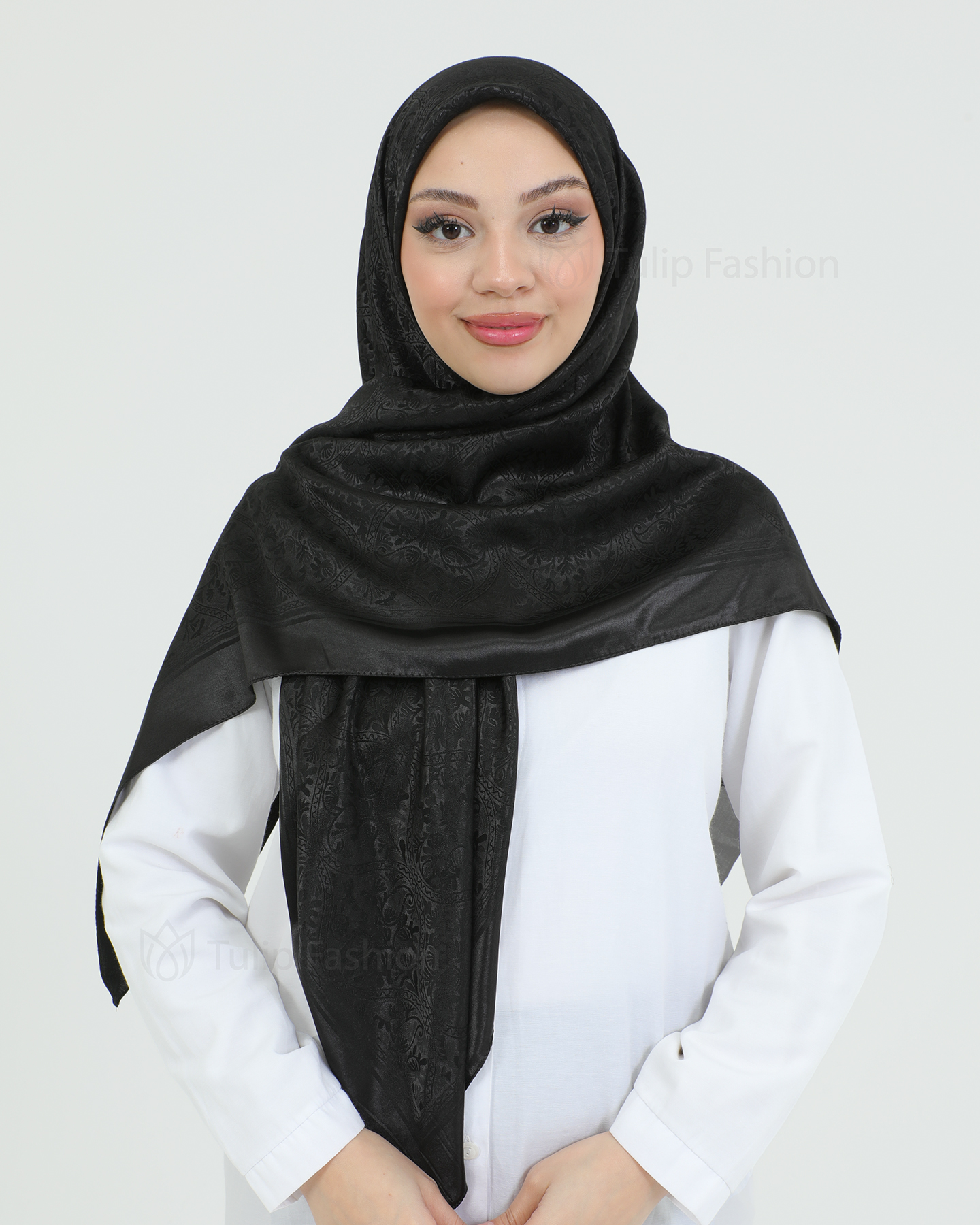 Hijab - Square Viskon 120 cm - Black - Tulip Fashion