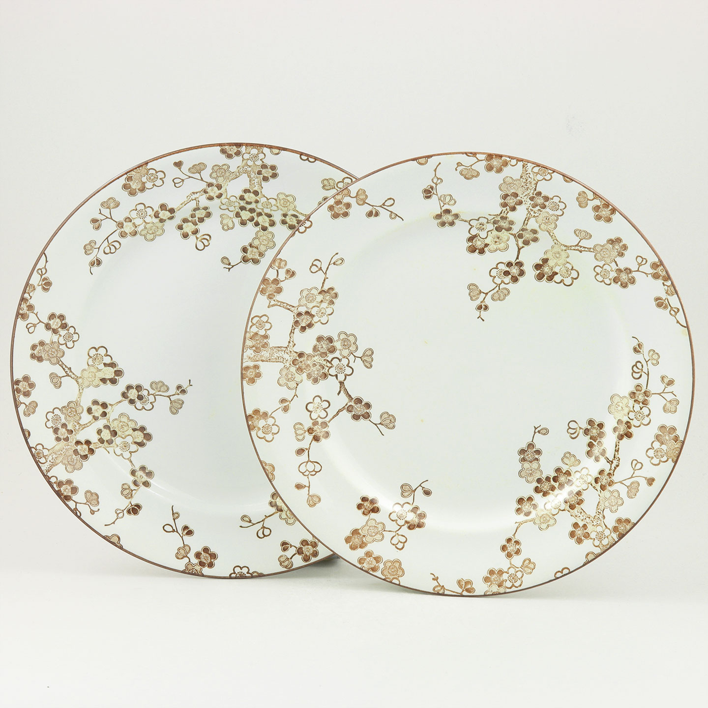 ジャッキー・リンド Japonicaシリーズ プレート 茶色の花模様 2枚 24cm 1977年