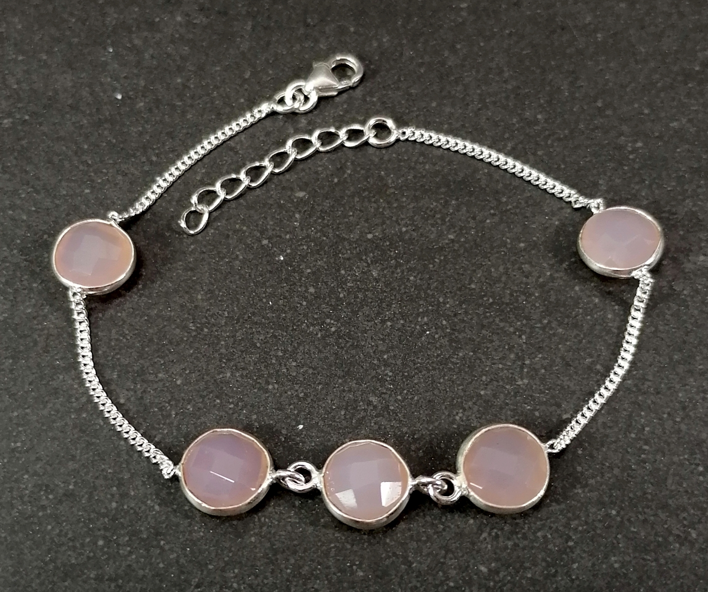 Stengarden.com - Silverarmband med Fasettslipad Rosenkvarts