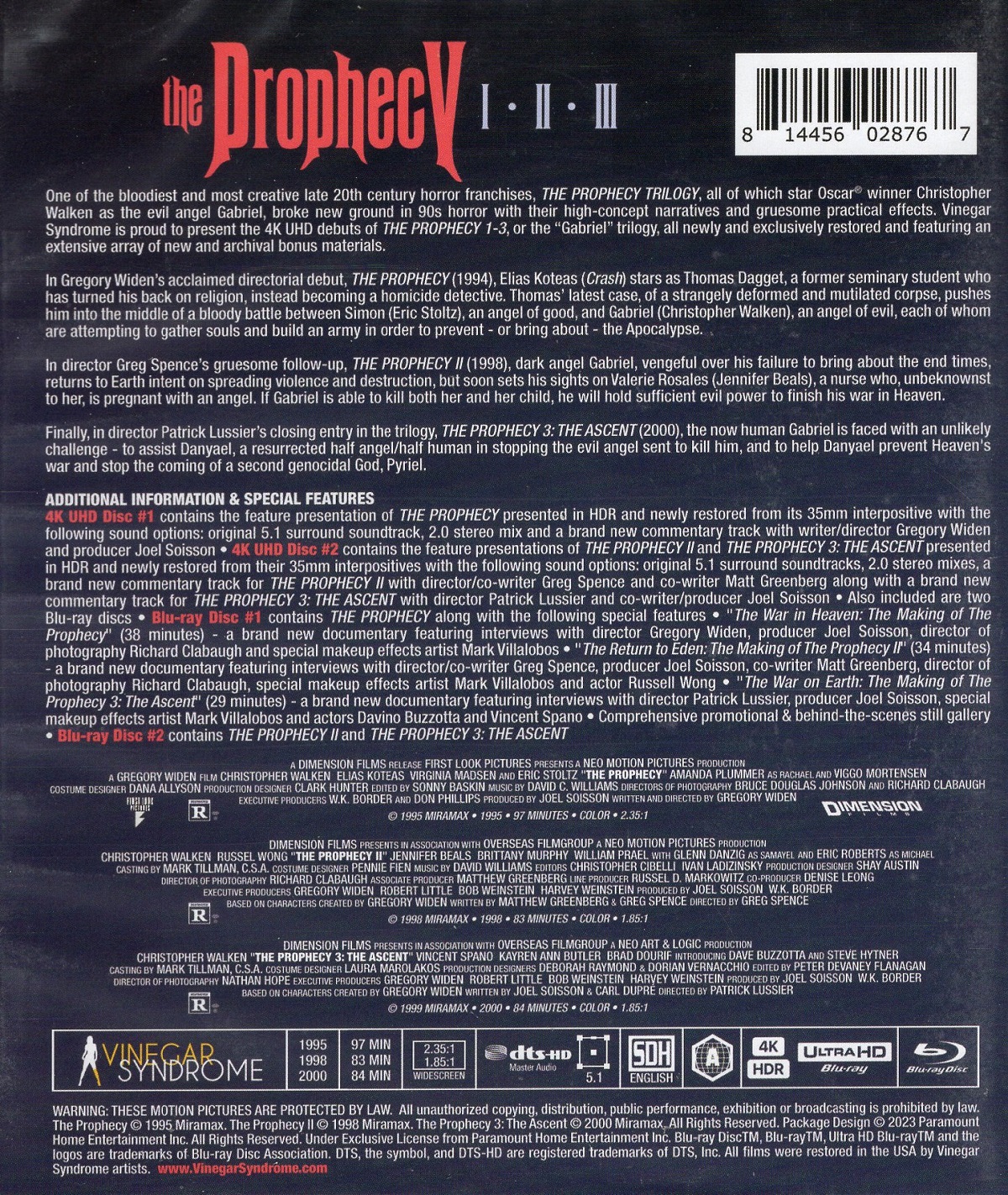 The Prophecy 1-3 (ej svensk text) (4K Ultra HD + Blu-ray) - Kvarnvideo.se