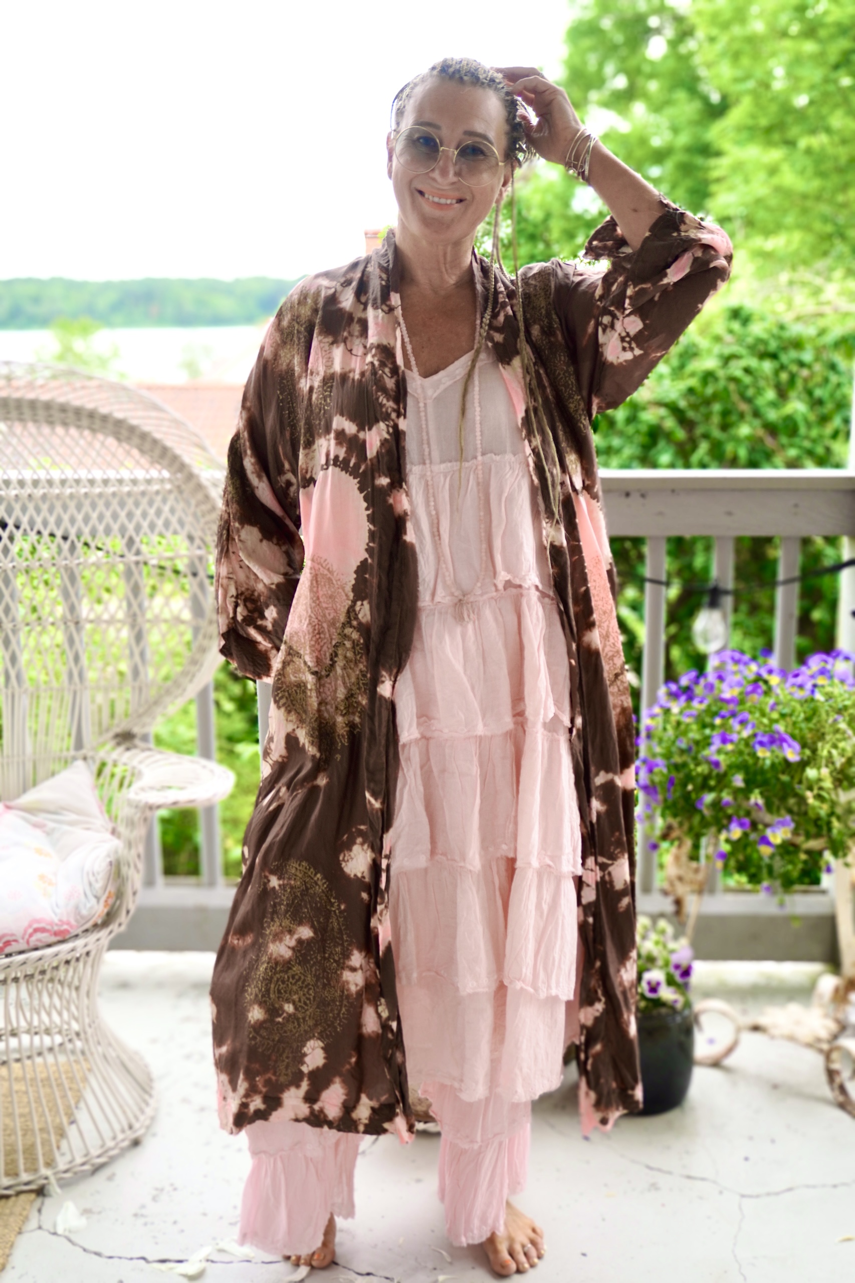 VALERIE SILK BATIK KIMONO HEART ZANZIBAR PINK - Agencies Turquoise
