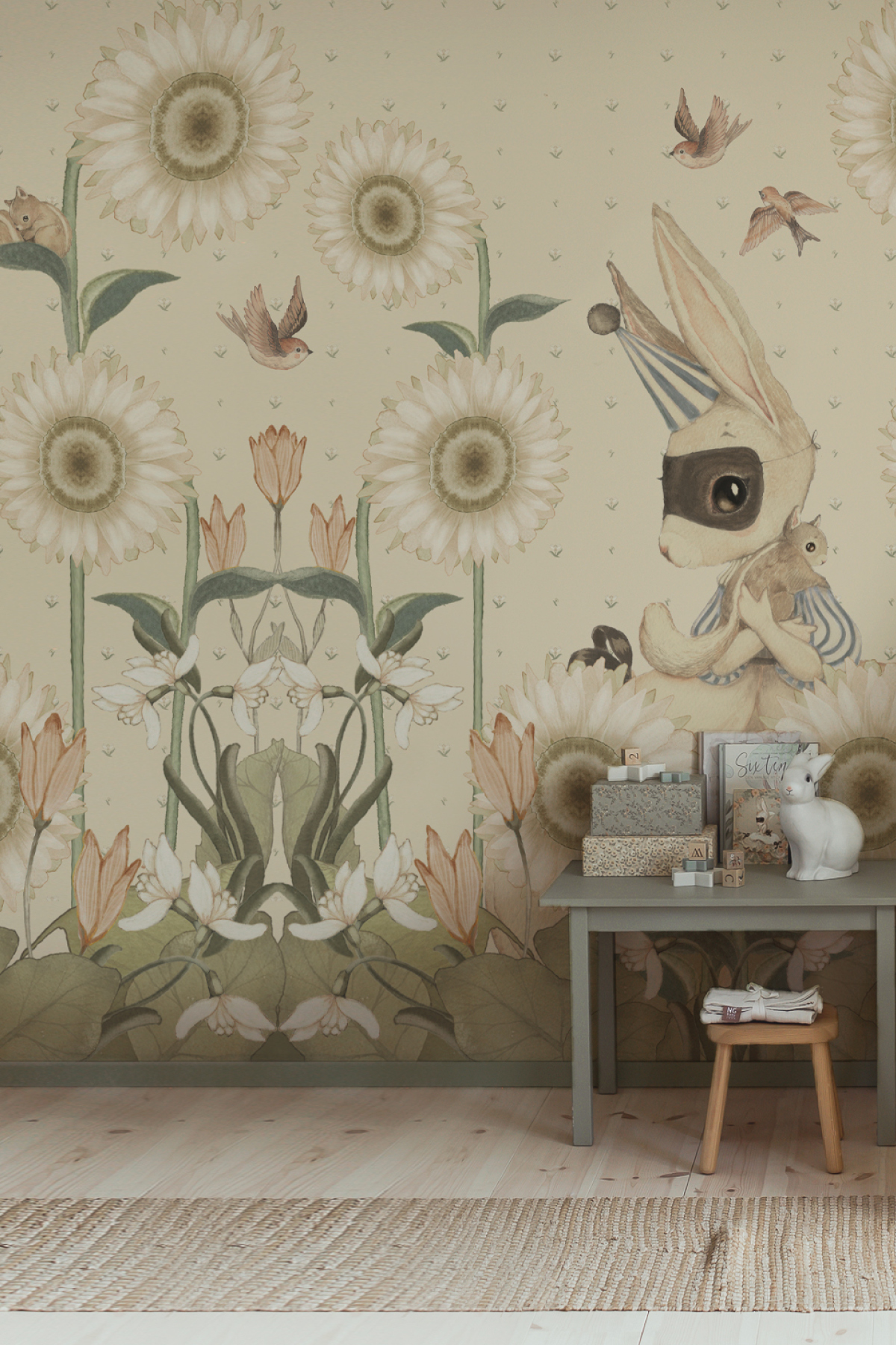Mrs Mighetto tapet Sunflowers for Gittan vit - Solheminredning.se