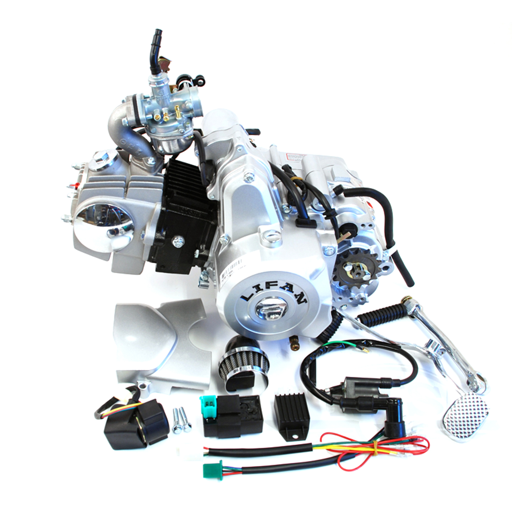 Motor Lifan 107cc, Kickstart, back, elstart - Mopedrenovering