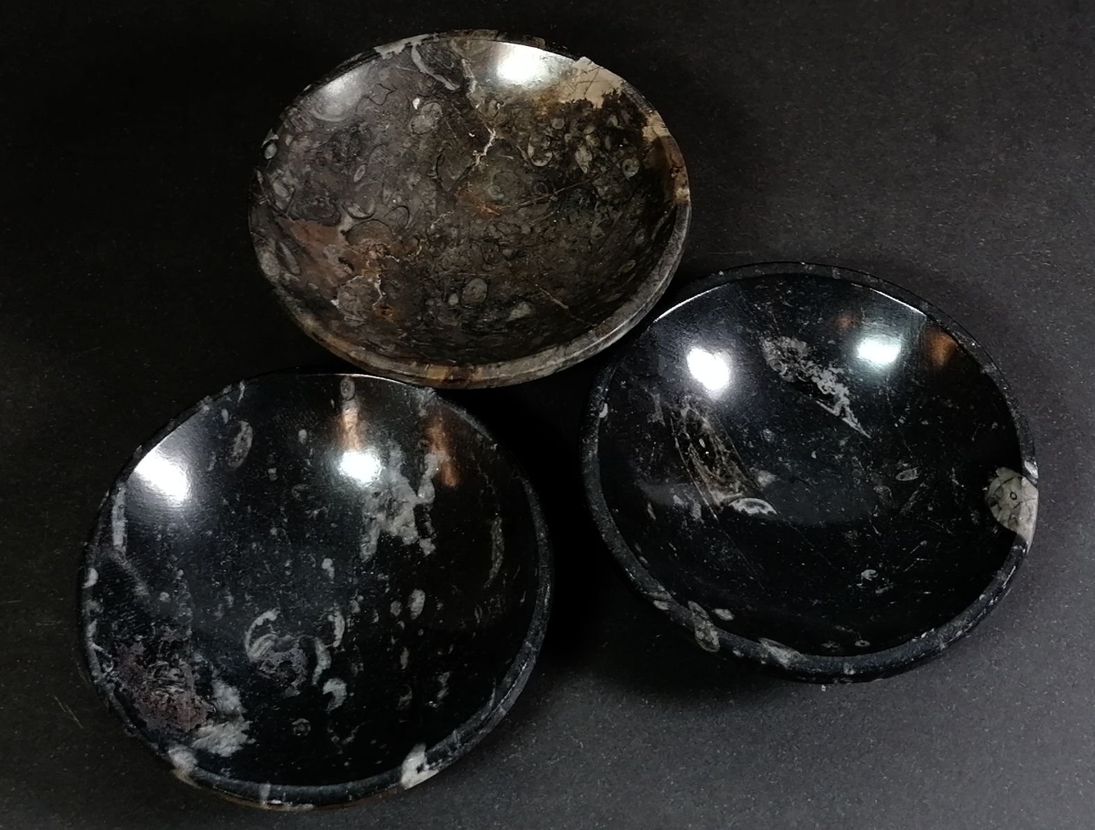 Stengarden.com - Rund Fossil Sten Skål med Amoniter och Orthoceratiter ...