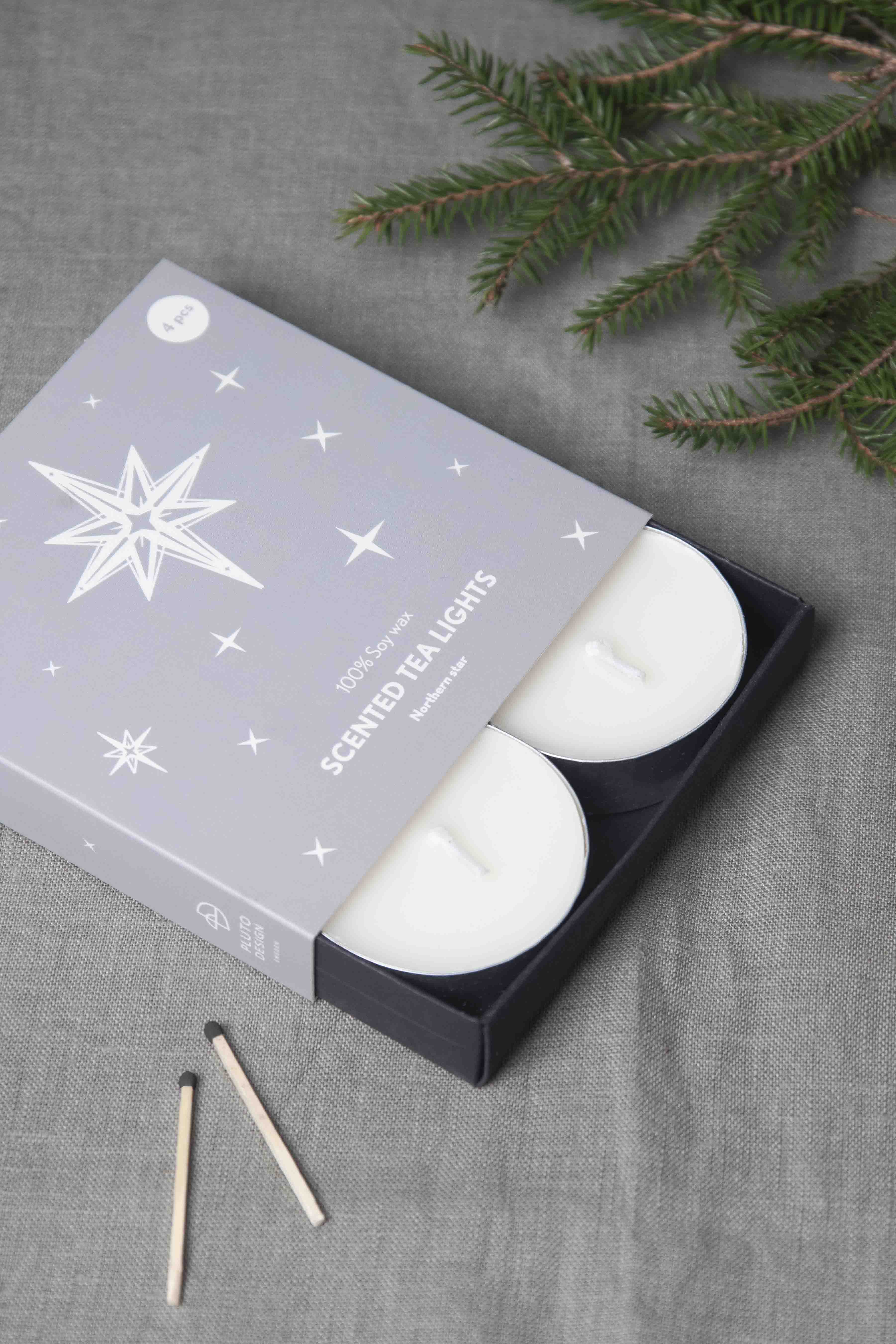 SCENTED TEALIGHTS NORTHERN STAR LARGE 4-PCS - Pluto Design Private customer