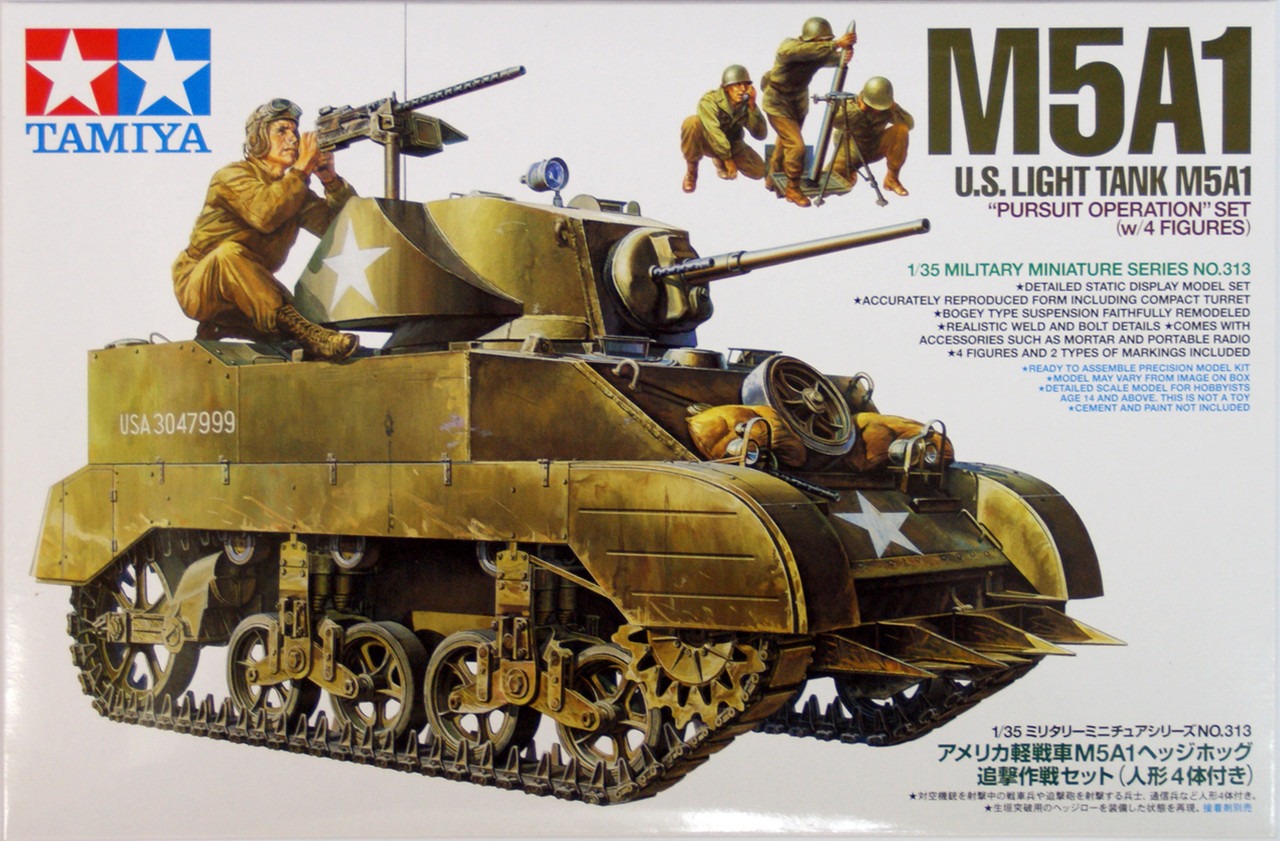 Tamiya Modellbygge Light Tank M5A1 med Figurer, Skala 1:35 - Toysforever