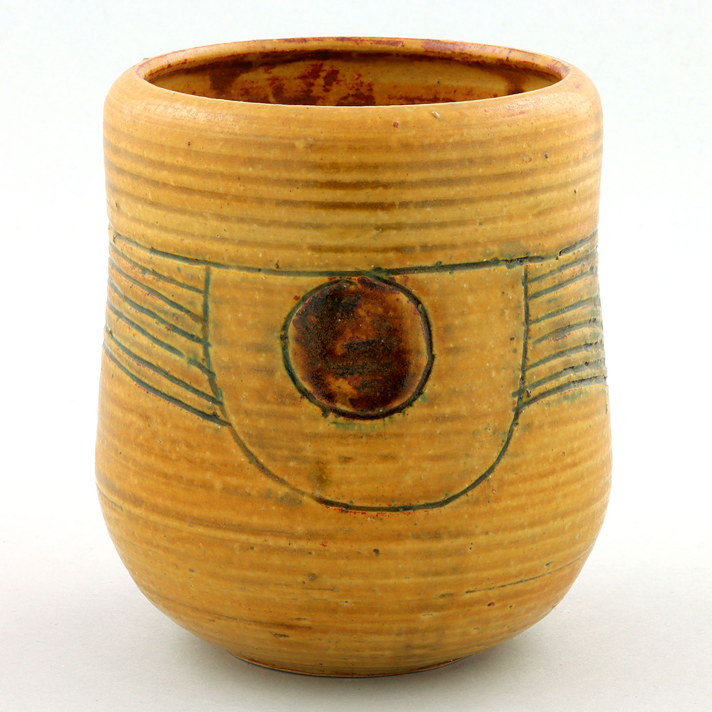 Lisa Larson (1982) Unique Yellow Vase with with Relief Decor 12 cm