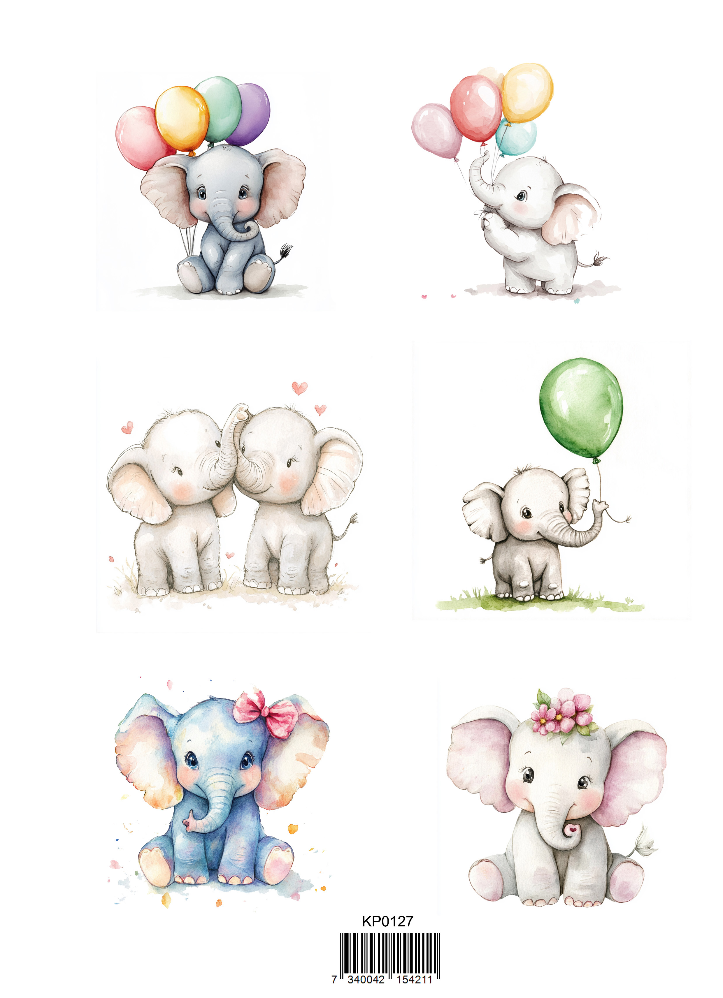 Papper Klippark - Cute Elephants - A4 - Reprint Hobby