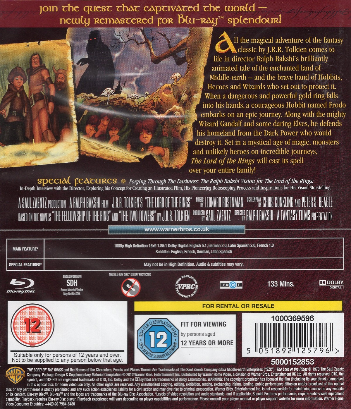 Sagan Om Ringen (Tecknad) (ej svensk text) (Blu-ray) - Kvarnvideo.se